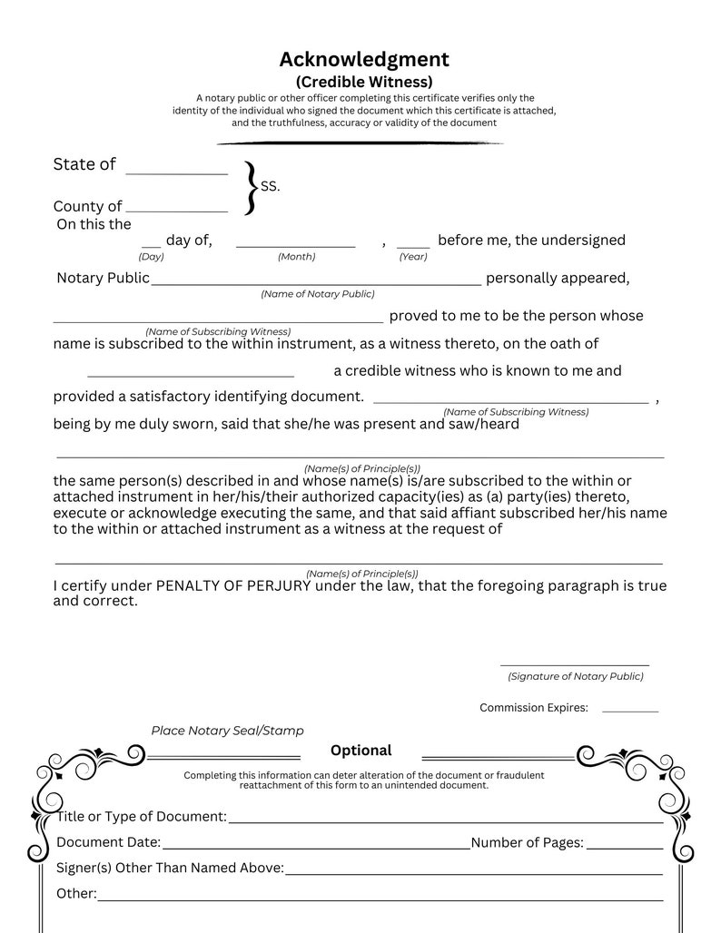 Notary Certificates (34) Custom Designed to Add a Professional Touch to ...