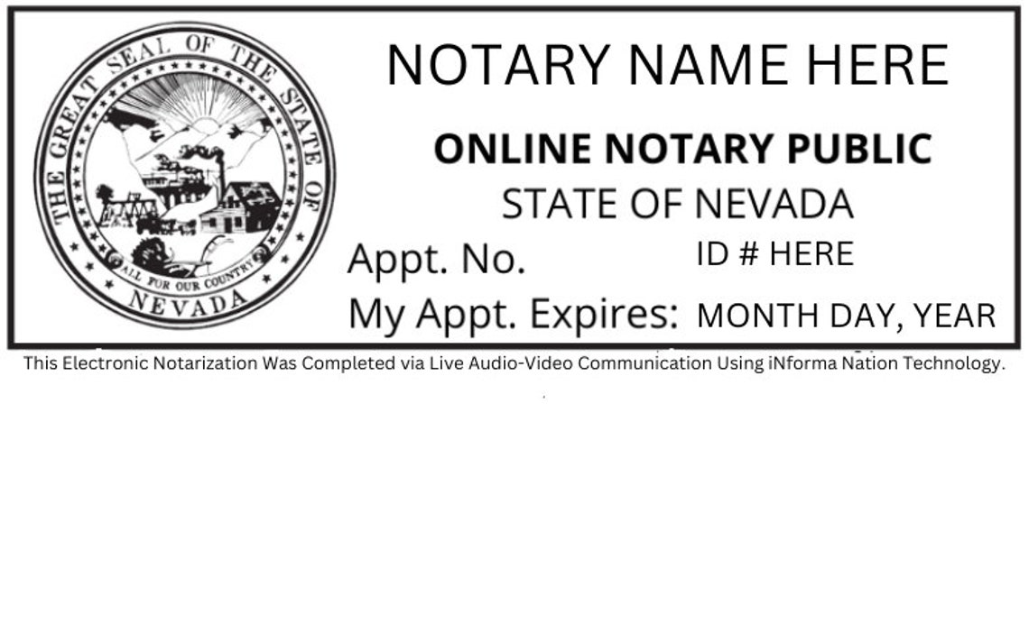 Nevada State Eseal Stamp - Approved Electronic Notary - Digital Eseal ...