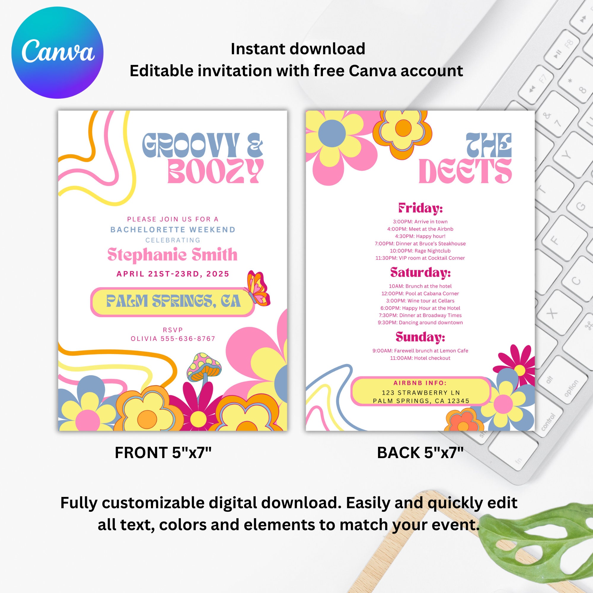 Groovy and Boozy Bachelorette Weekend Invite, Disco Bachelorette Party ...