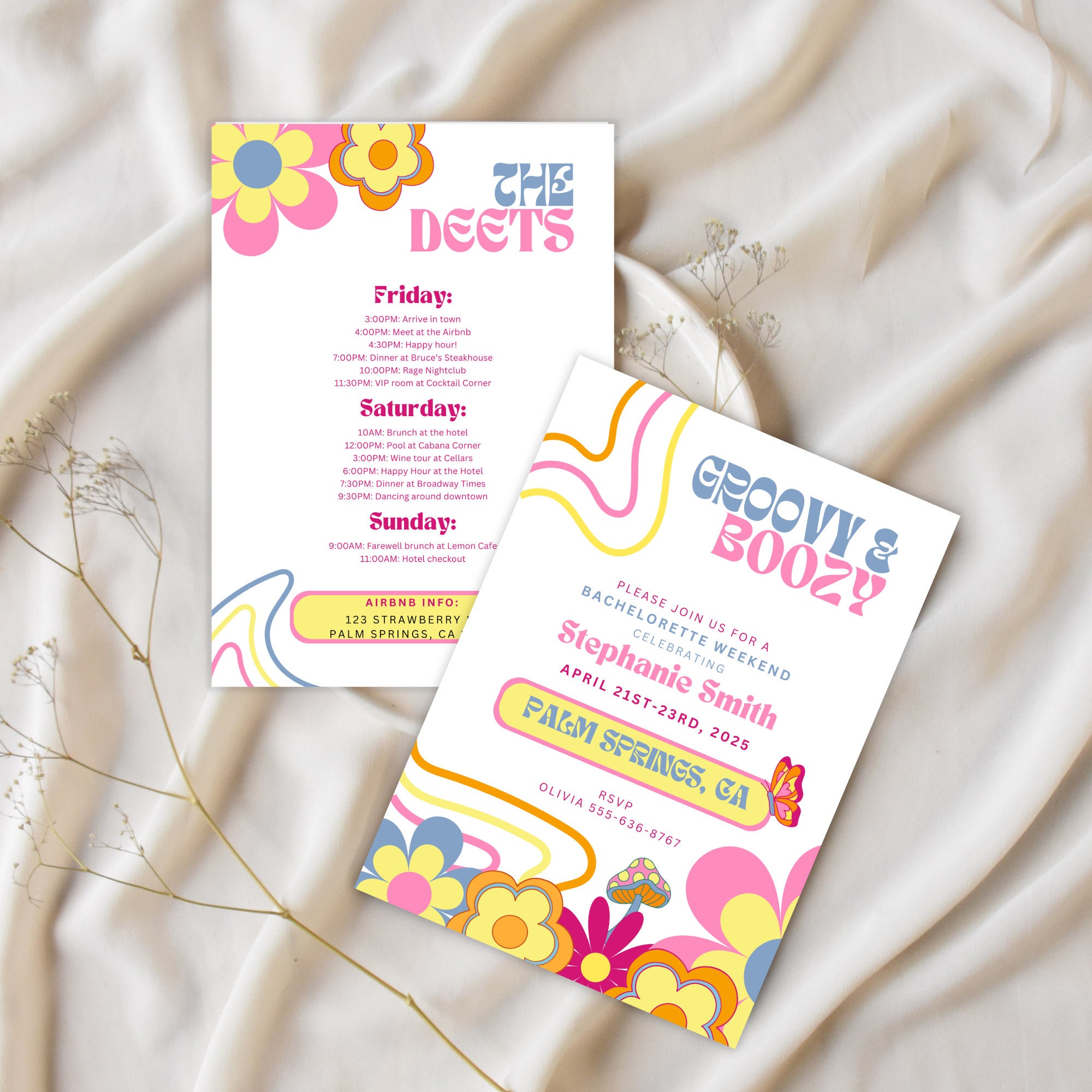Groovy and Boozy Bachelorette Weekend Invite, Disco Bachelorette Party ...