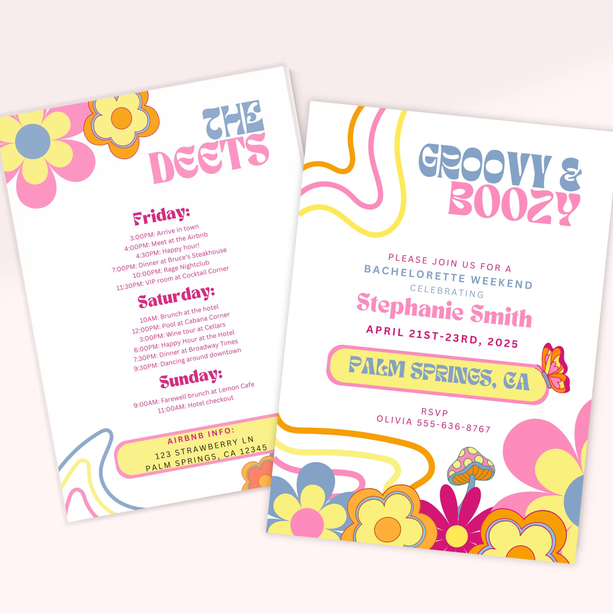 Groovy and Boozy Bachelorette Weekend Invite, Disco Bachelorette Party ...