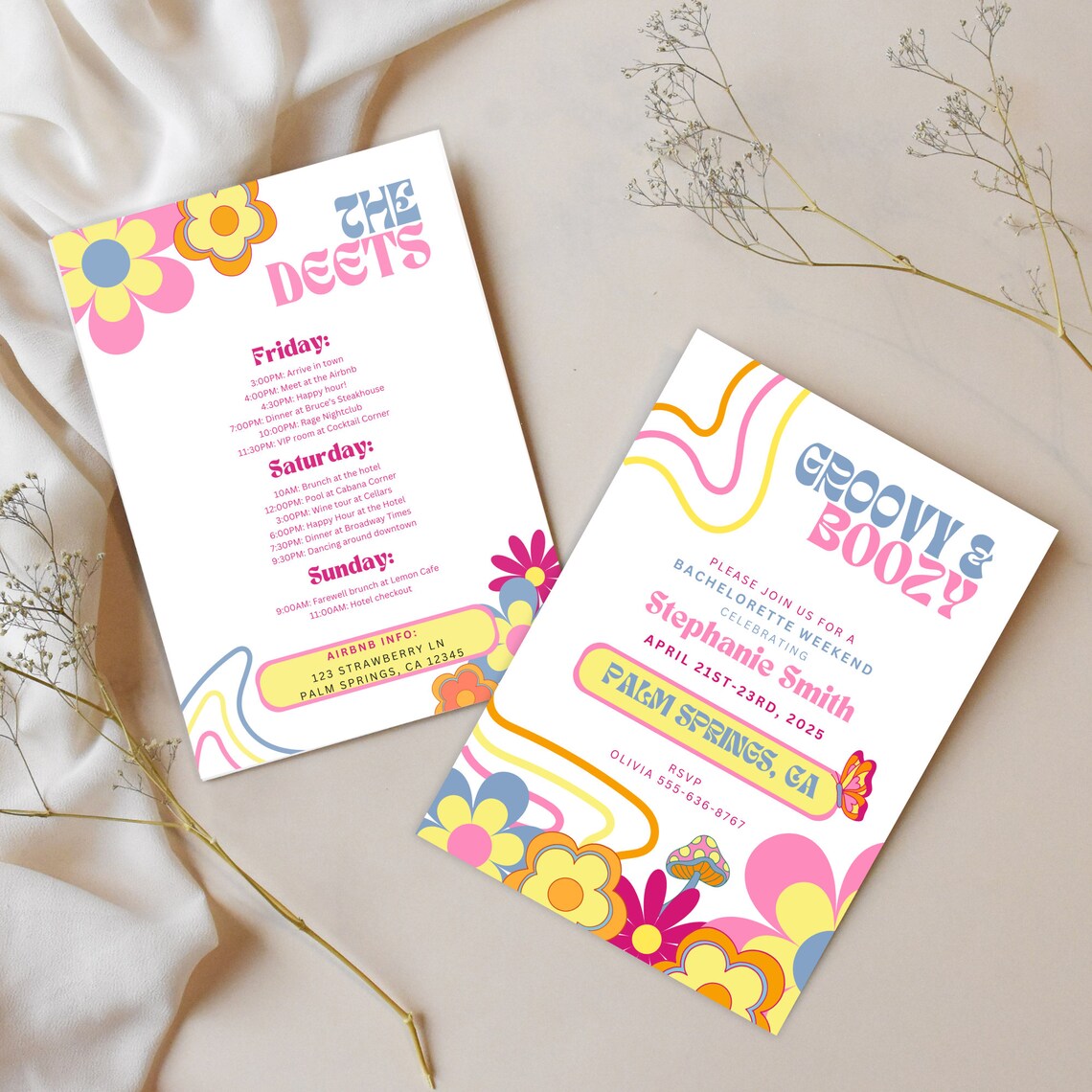 Groovy and Boozy Bachelorette Weekend Invite, Disco Bachelorette Party ...