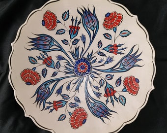 Traditional Handpainted Turkish Tile, Decorative Wall Art, Blue Design ...