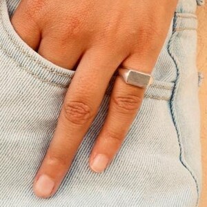 925 Silver Rectangular Seal Ring - Etsy