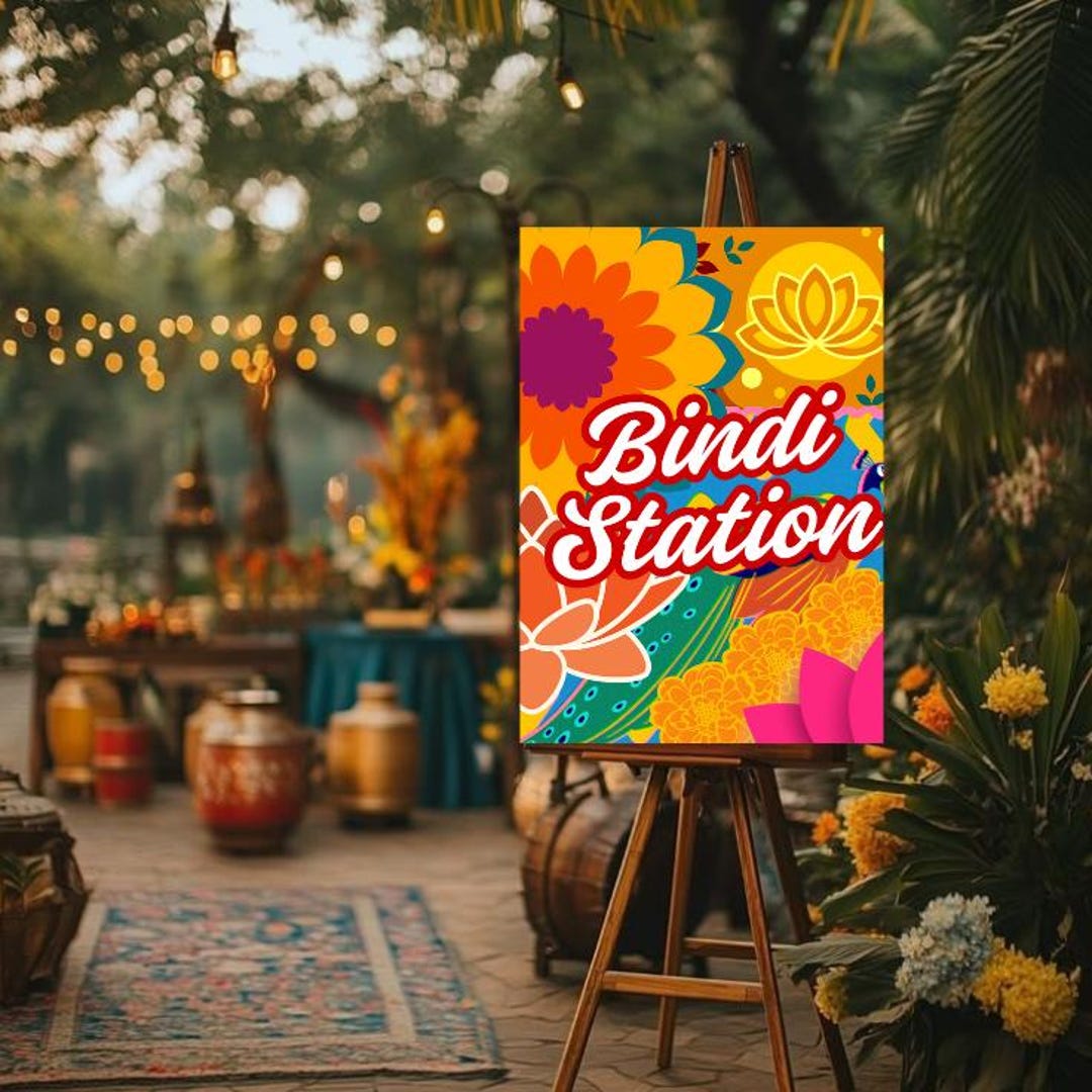 Bindi Station Sign: Indian Wedding Decor, Printable Wall Art (digital ...