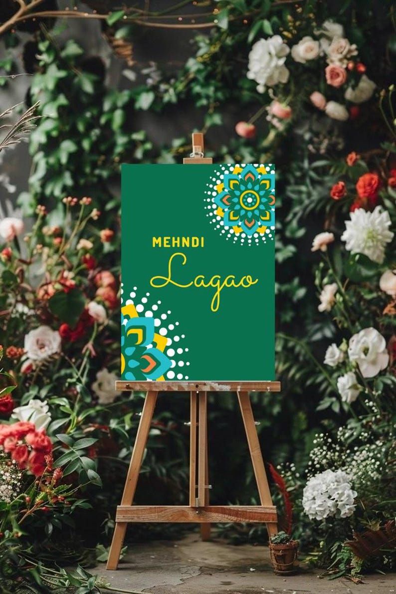 Indian Wedding Decor Sign: Mehndi Lagao Photo Khicho Nacho Gao (digital ...