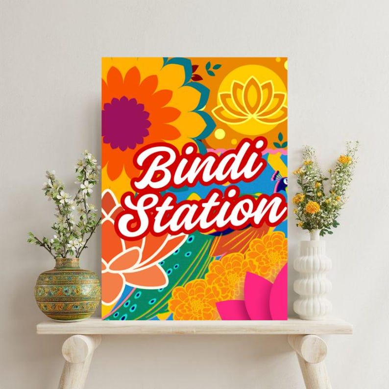 Bindi Station Sign: Indian Wedding Decor, Printable Wall Art (digital ...