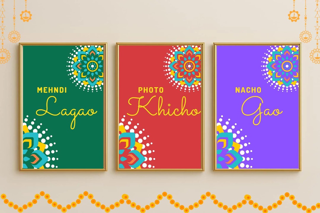 Indian Wedding Decor Sign: Mehndi Lagao Photo Khicho Nacho Gao (digital ...