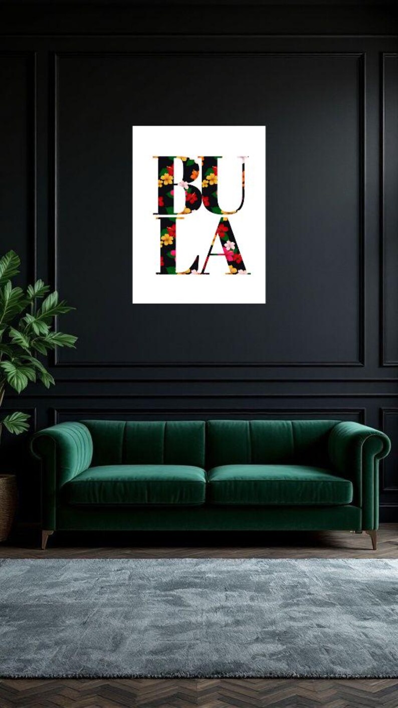 Bula Fiji Art Print: Hibiscus Pattern, Fijian Home Decor (digital ...