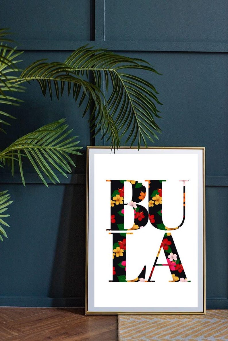 Bula Fiji Art Print: Hibiscus Pattern, Fijian Home Decor (digital ...