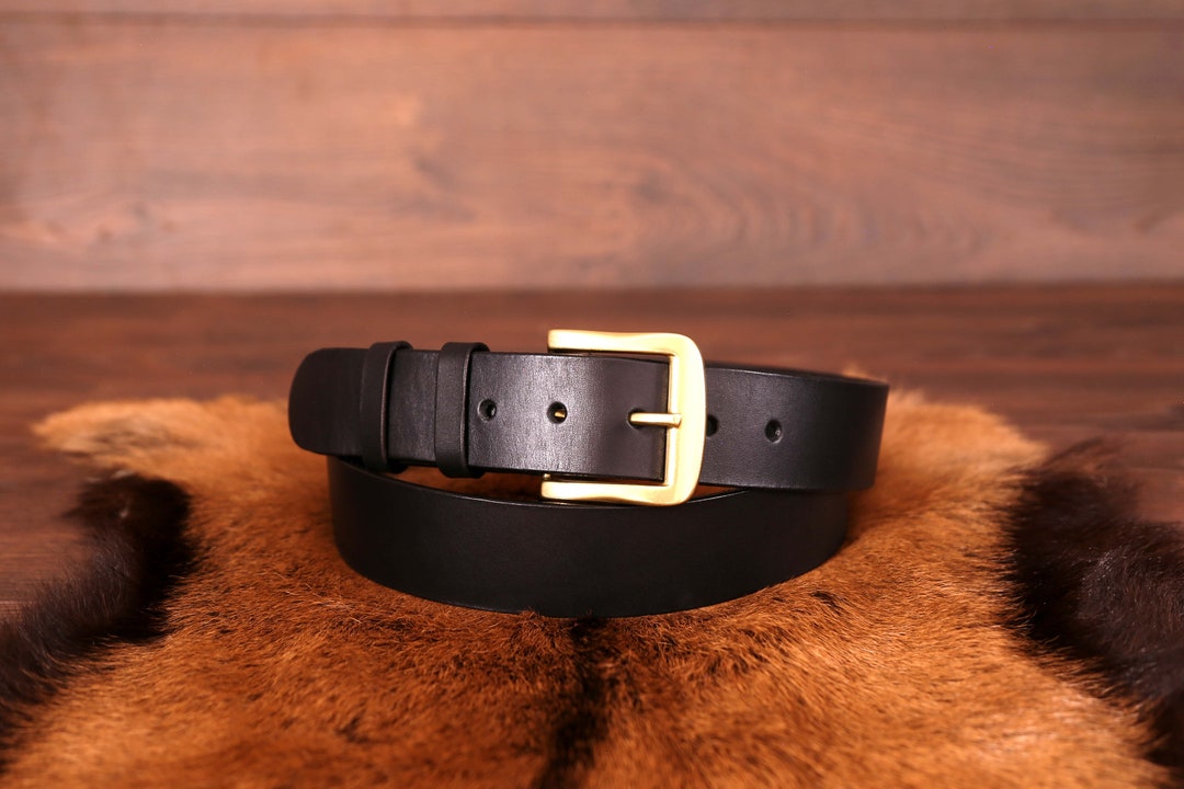 PERSONALIZED Black Leather Men's Gift Belt, Thick Unisex Belt, Elegant ...