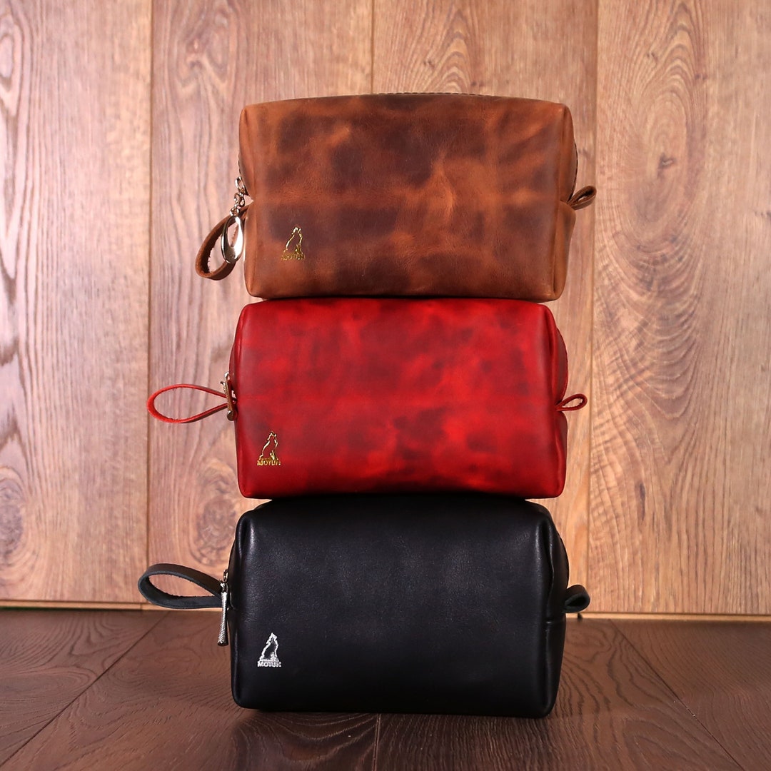 Personalized Leather Dopp Kit: Engraved Travel Toiletry Bag - Etsy