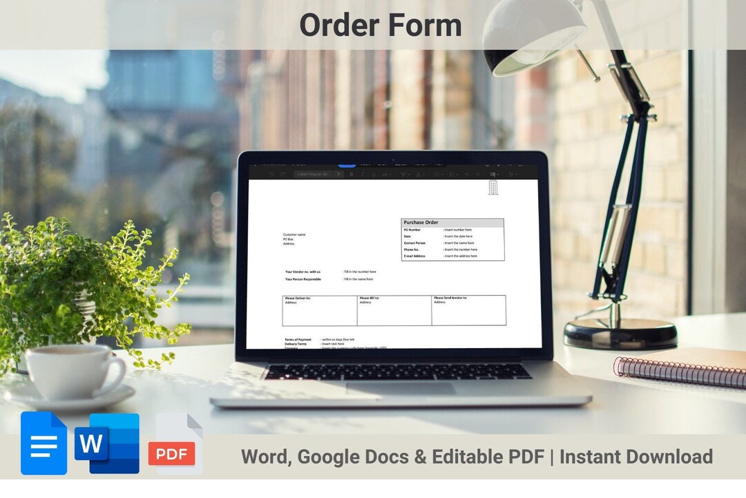 Order Form | Purchase Order | Purchase Template | Compatible With Word ...