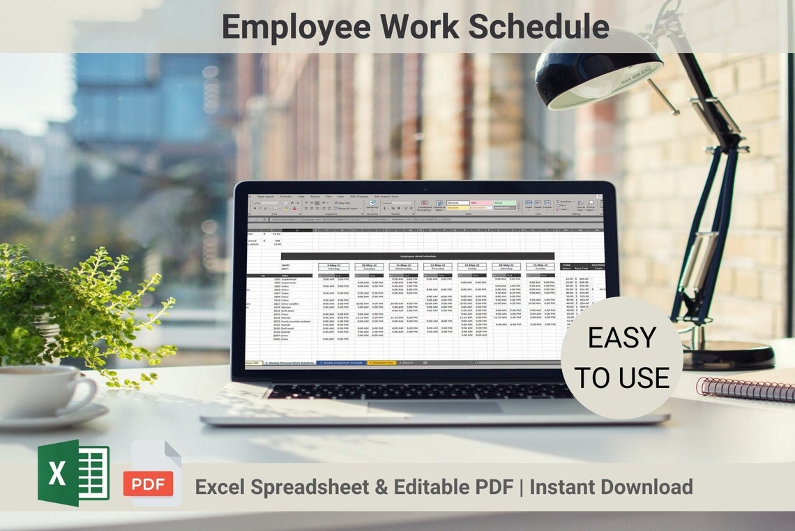 Employee Work Schedule Spreadsheet Work Schedule Planner Excel & PDF ...