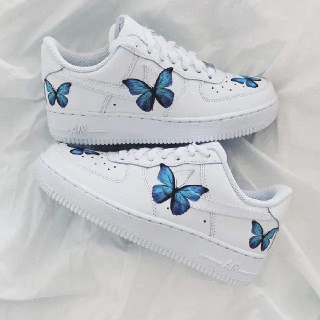 Air Force 1 Custom Custom Air Force 1 Butterfly Navy Blue Custom ...