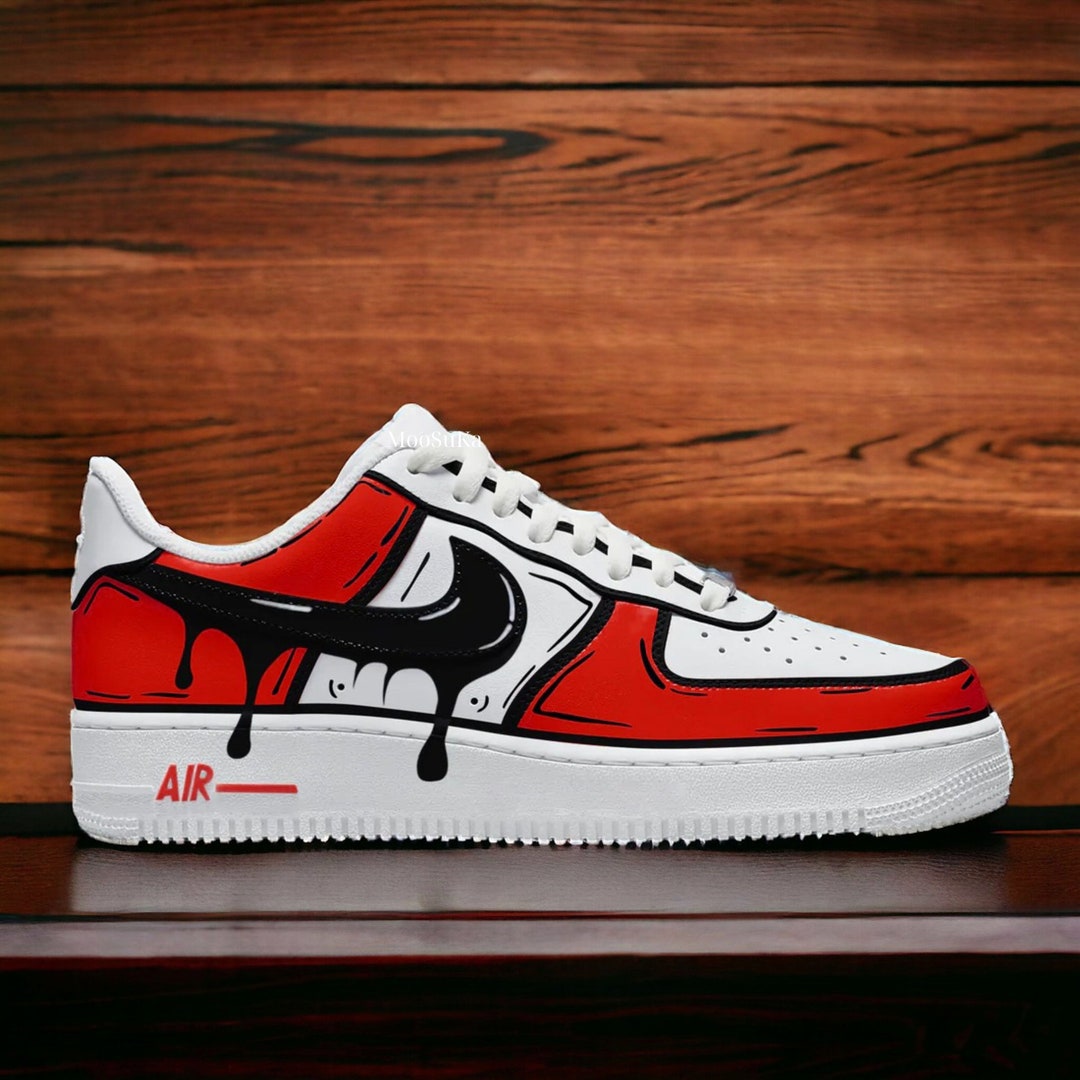 Air Force 1 Custom Custom College Red Blood Drip AF1 Air Force 1 Shoes ...