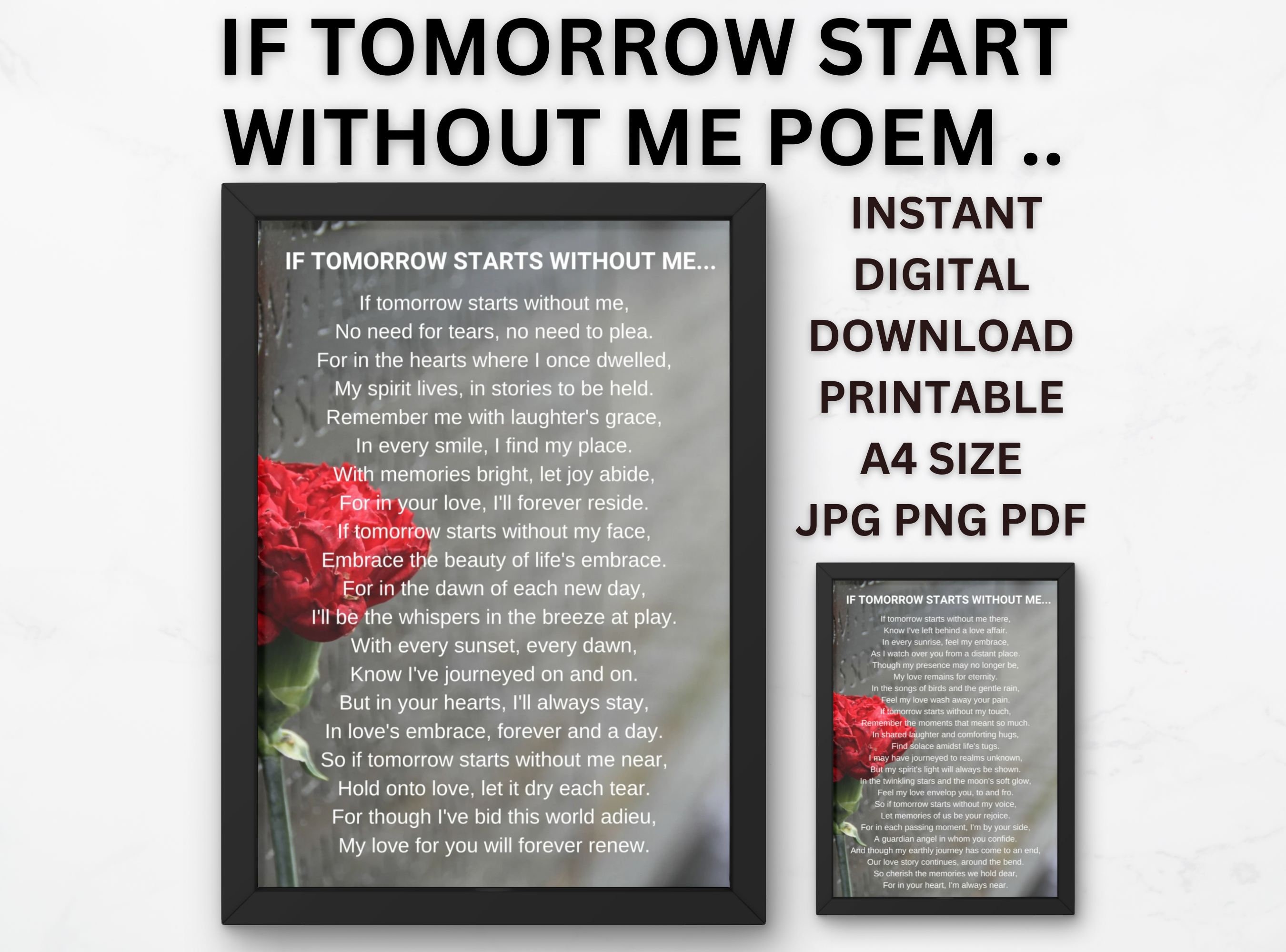 If Tomorrow Start Without Me Poem in Loving Memory Grief Poem - Etsy