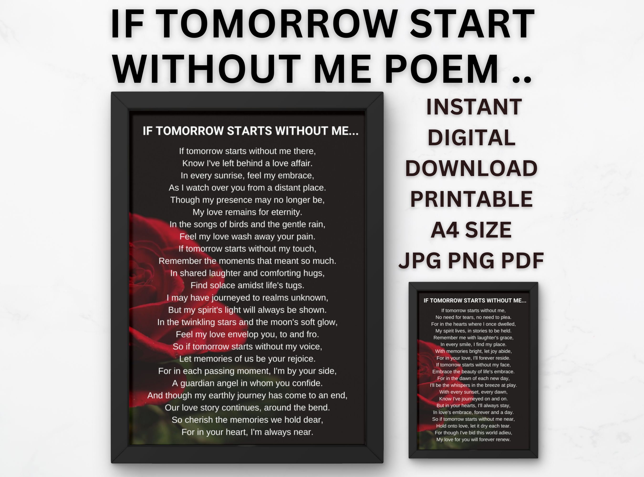 If Tomorrow Start Without Me Poem in Loving Memory Grief Poem - Etsy