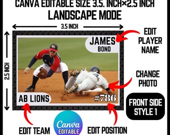 Customizable Baseball Card Canva Template, Player Trading Cards ...