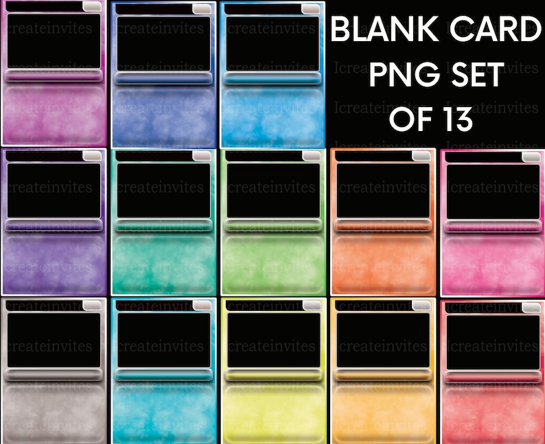 Blank Trading Card Template Transparent Background Png File Set of 13 ...