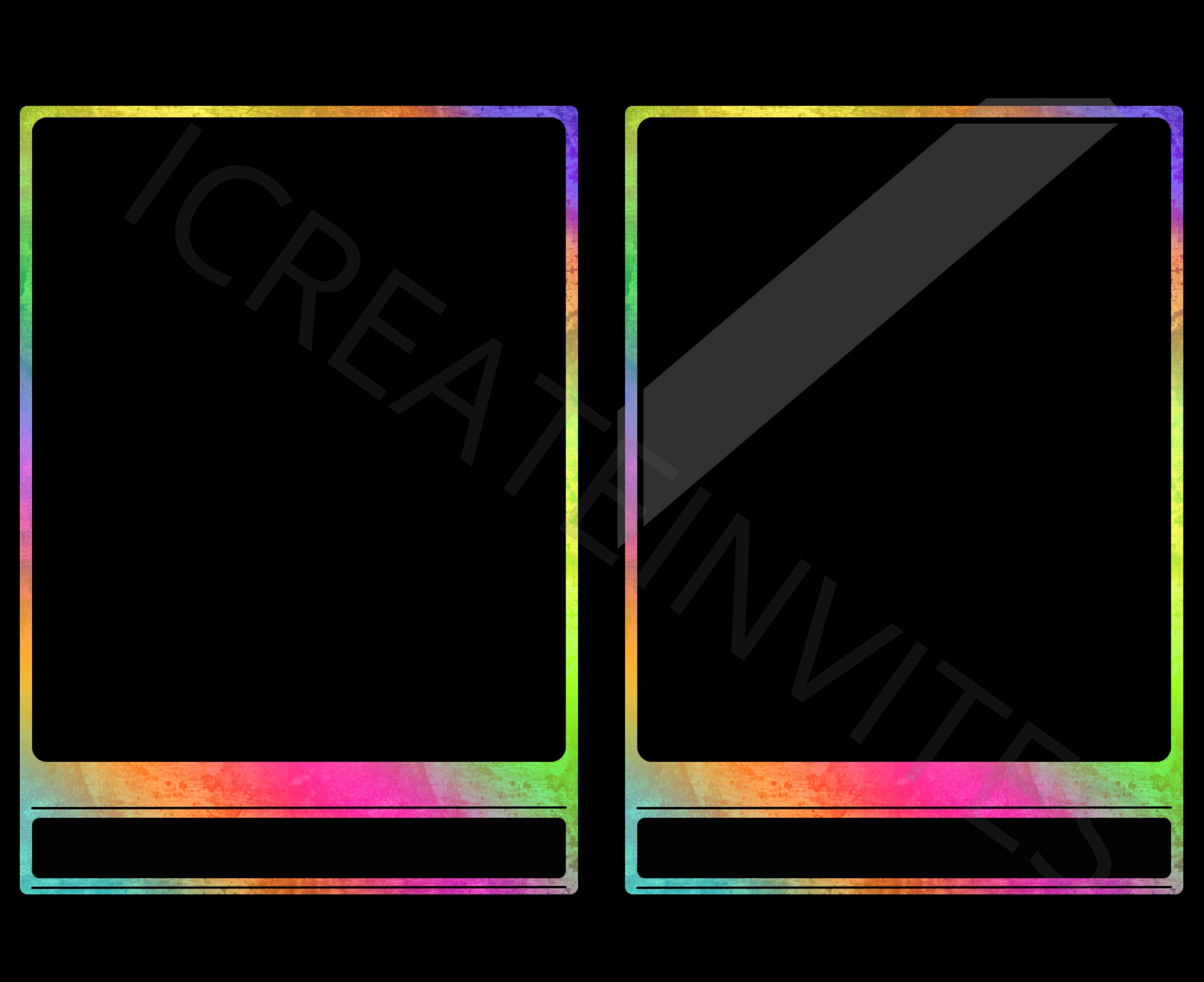 Blank Trading Card Template Rainbow Color Transparent Background Png ...