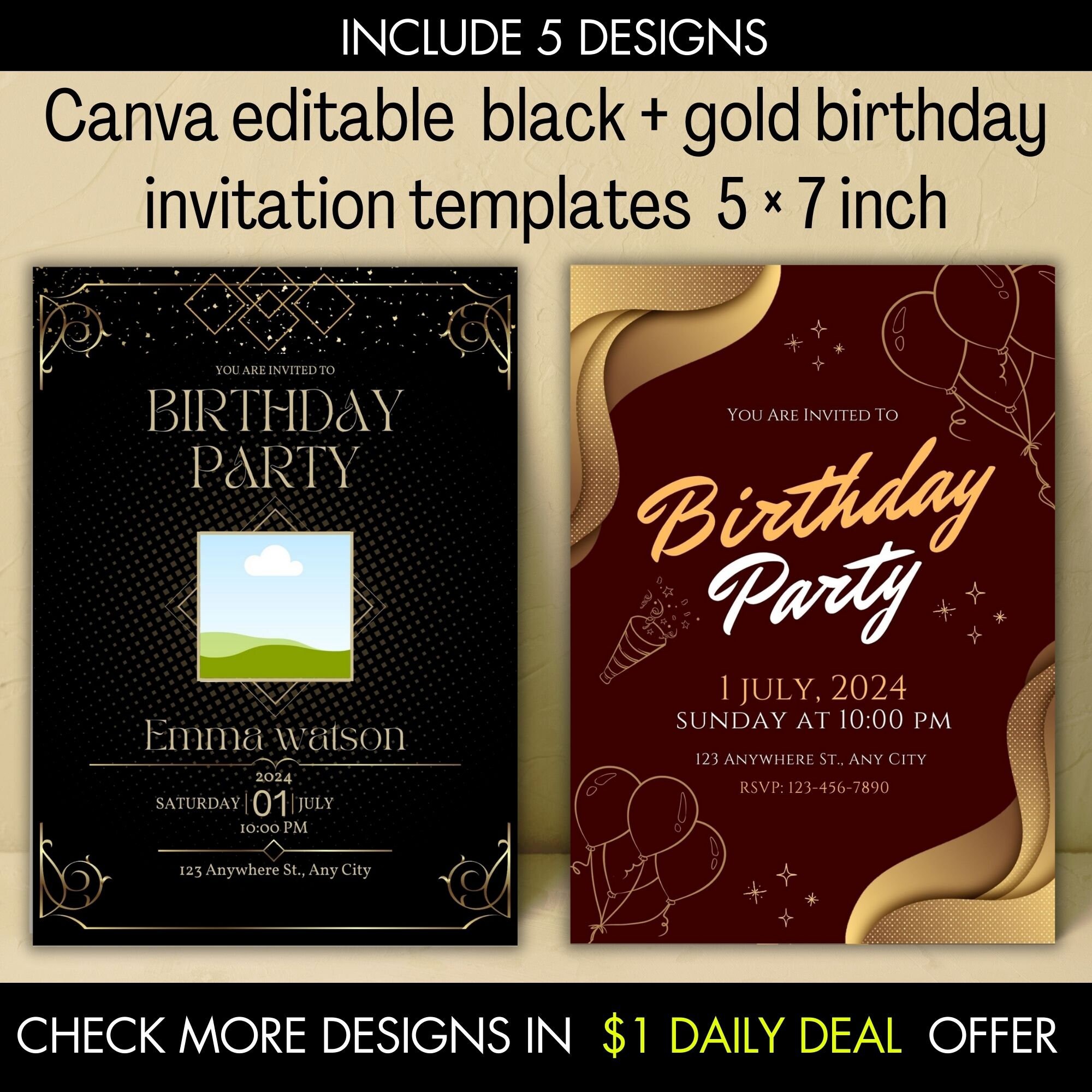 Canva Editable Birthday Invitation Templates DIY Canva Templates - Etsy