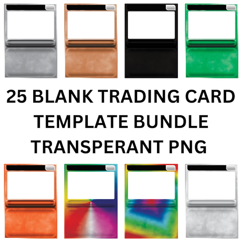 Blank Trading Card Template Transparent Background Png File Set of 25 ...