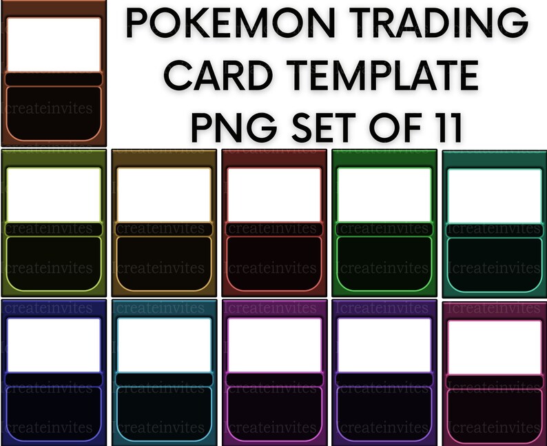 Blank Trading Card Template Transparent Background Png File Set of 11 ...