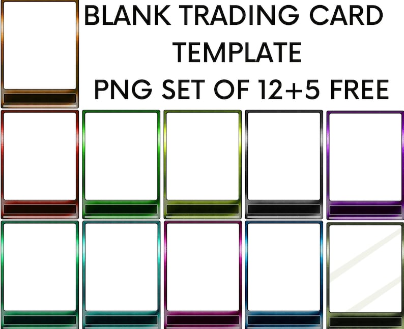 Blank Trading Card Template Png Transparent Background Set of 12+5 Set ...