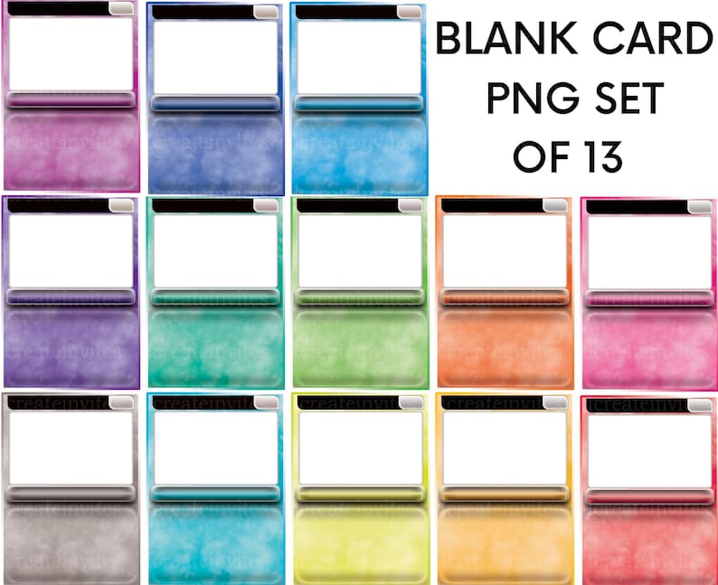 Blank Trading Card Template Transparent Background Png File Set of 13 ...