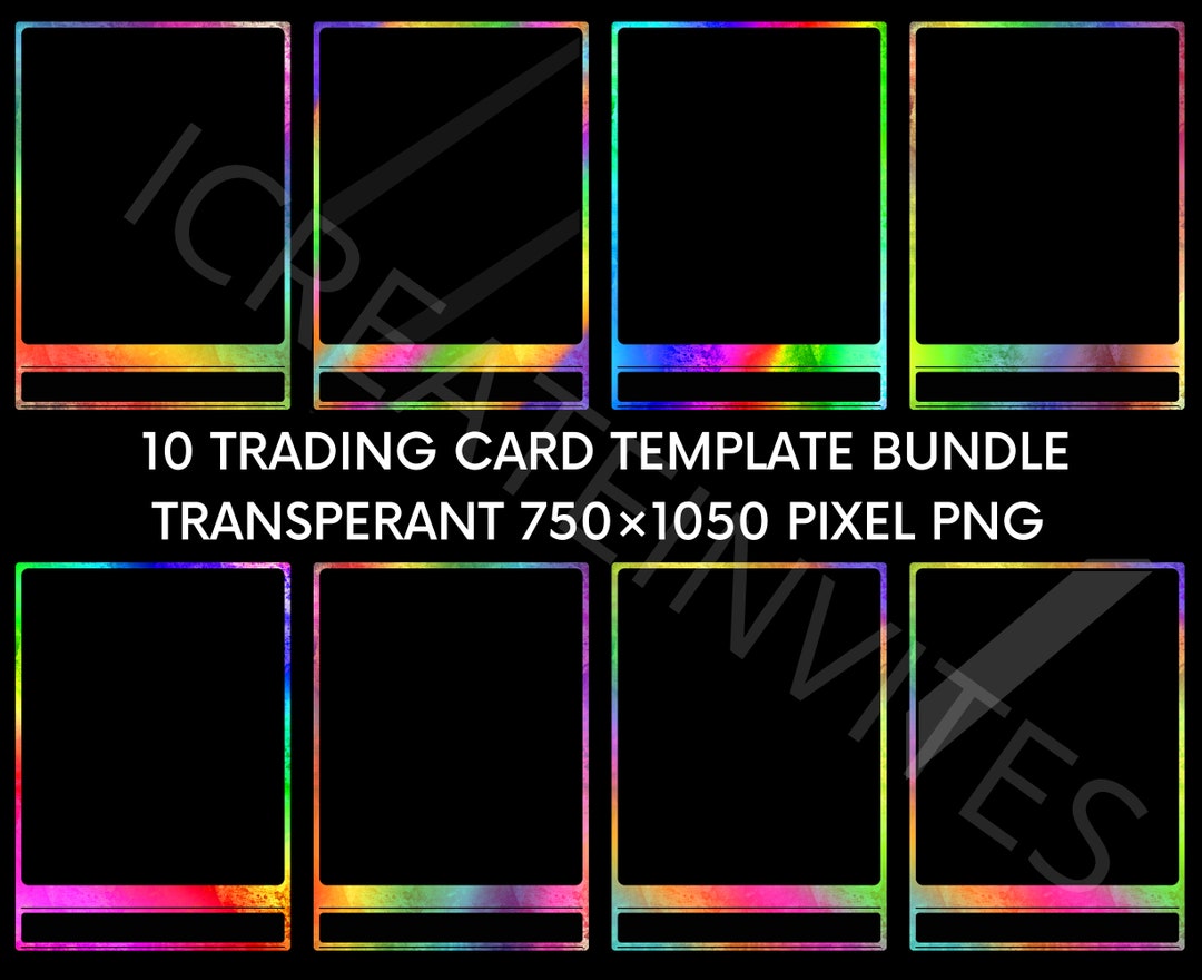Blank Trading Card Template Rainbow Color Transparent Background Png ...