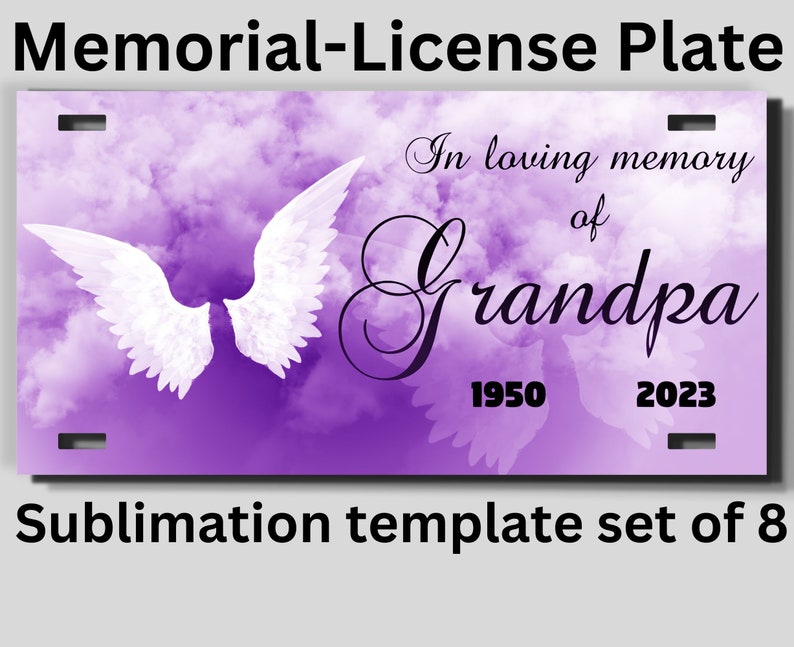 Memorial License Plate in Loving Memory Template for - Etsy