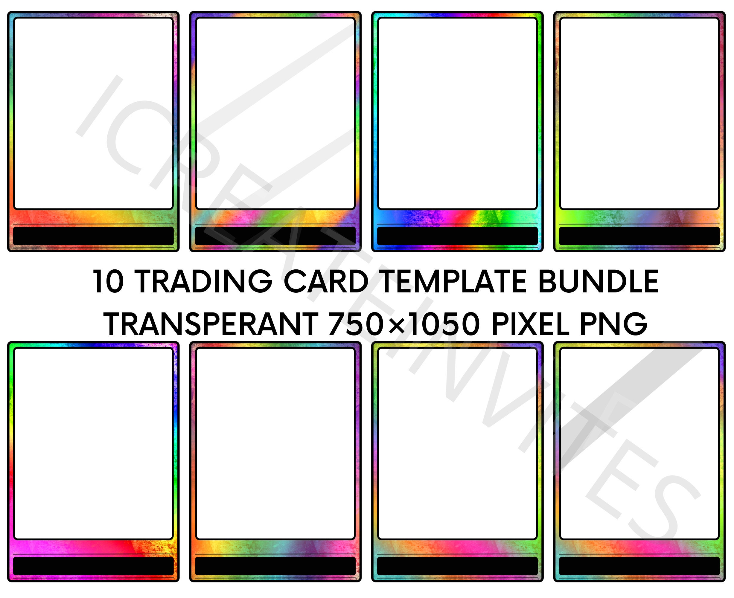 Blank Trading Card Template Rainbow Color Transparent Background Png ...