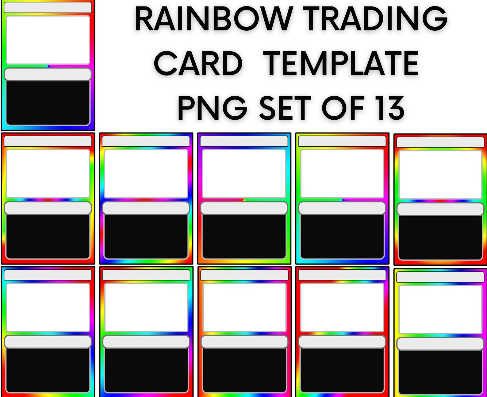 Blank Trading Card Template Rainbow Digital Cards for Events ...