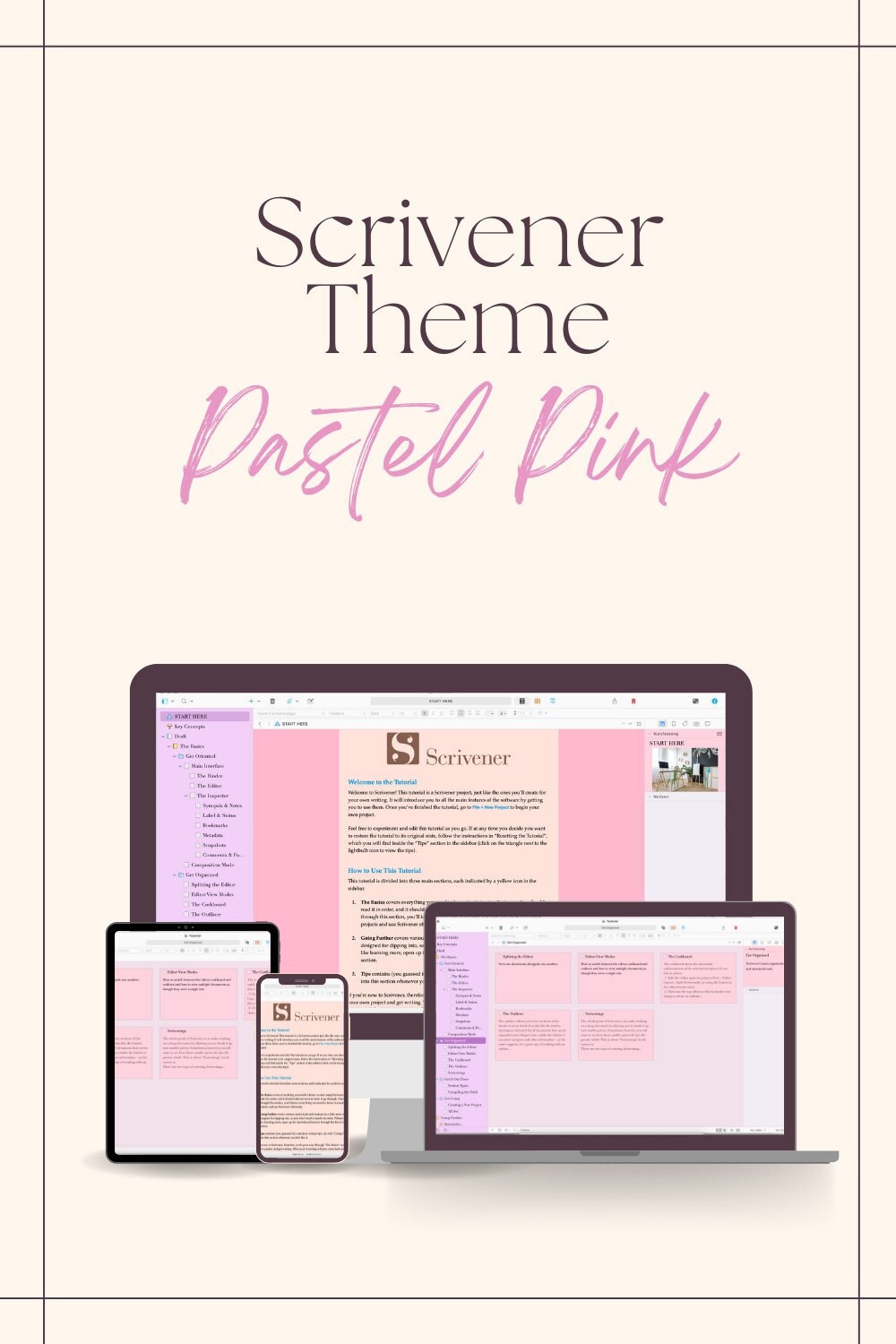 Scrivener Theme Pastel Pink for Writers (for Mac) - Etsy