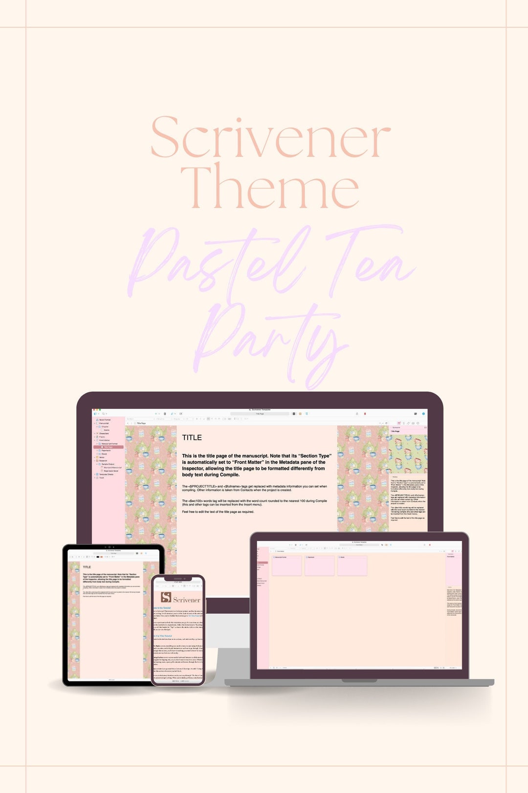 Scrivener Template Pastel Tea Party . Templates for Writers for Mac - Etsy