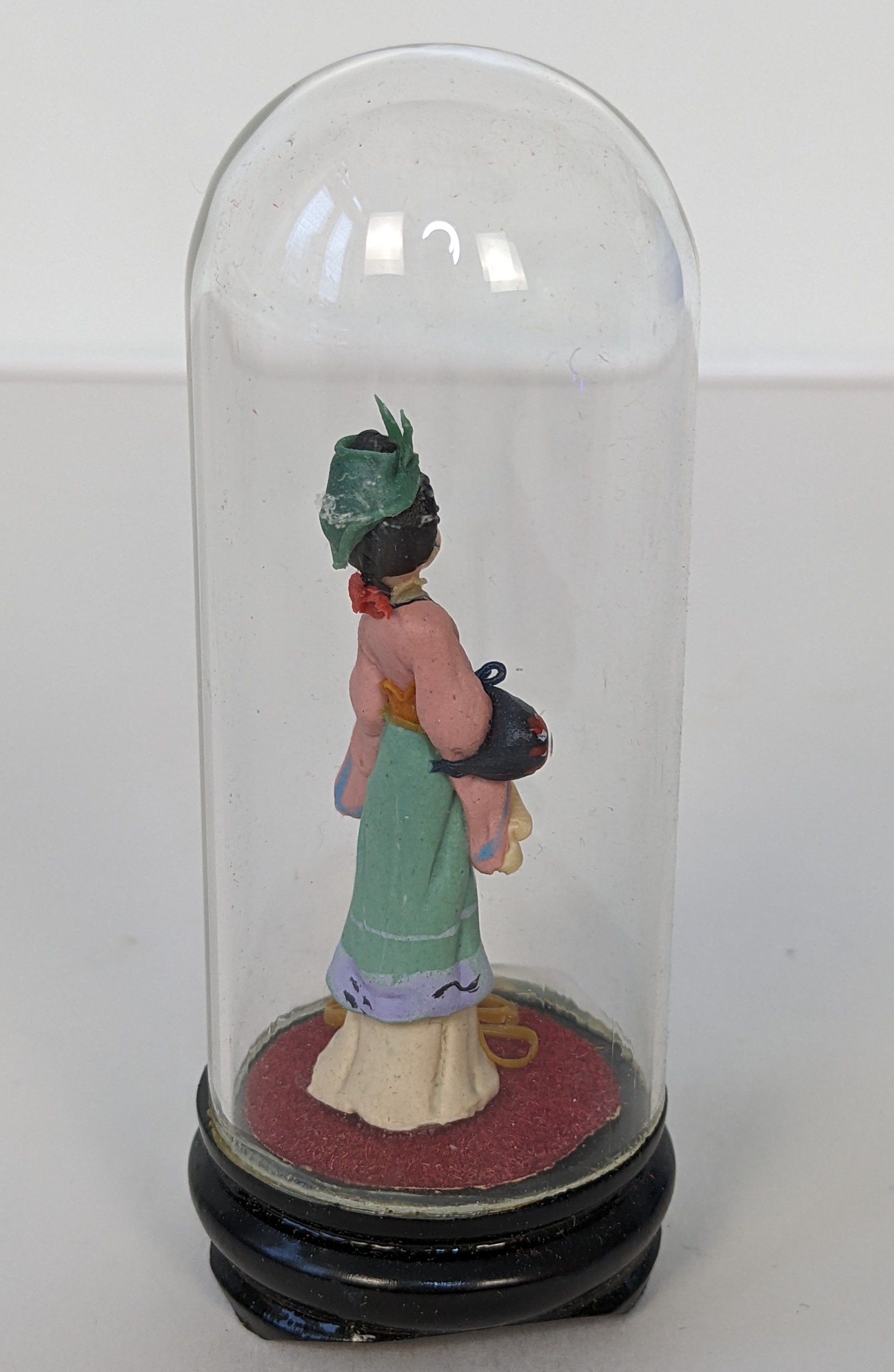 Vintage Chinese Beauty Hand Made Miniature Lady Figurine Under Glass ...