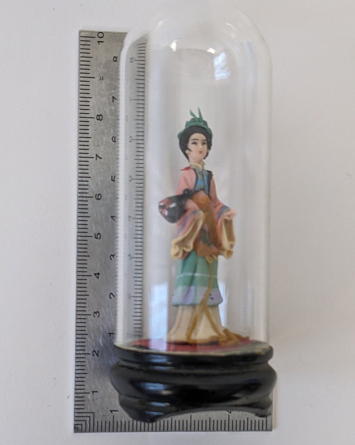 Vintage Chinese Beauty Hand Made Miniature Lady Figurine Under Glass ...