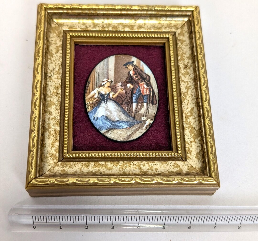 P G Collins Enamel on Copper Miniature Painting Romantic Scene Framed ...