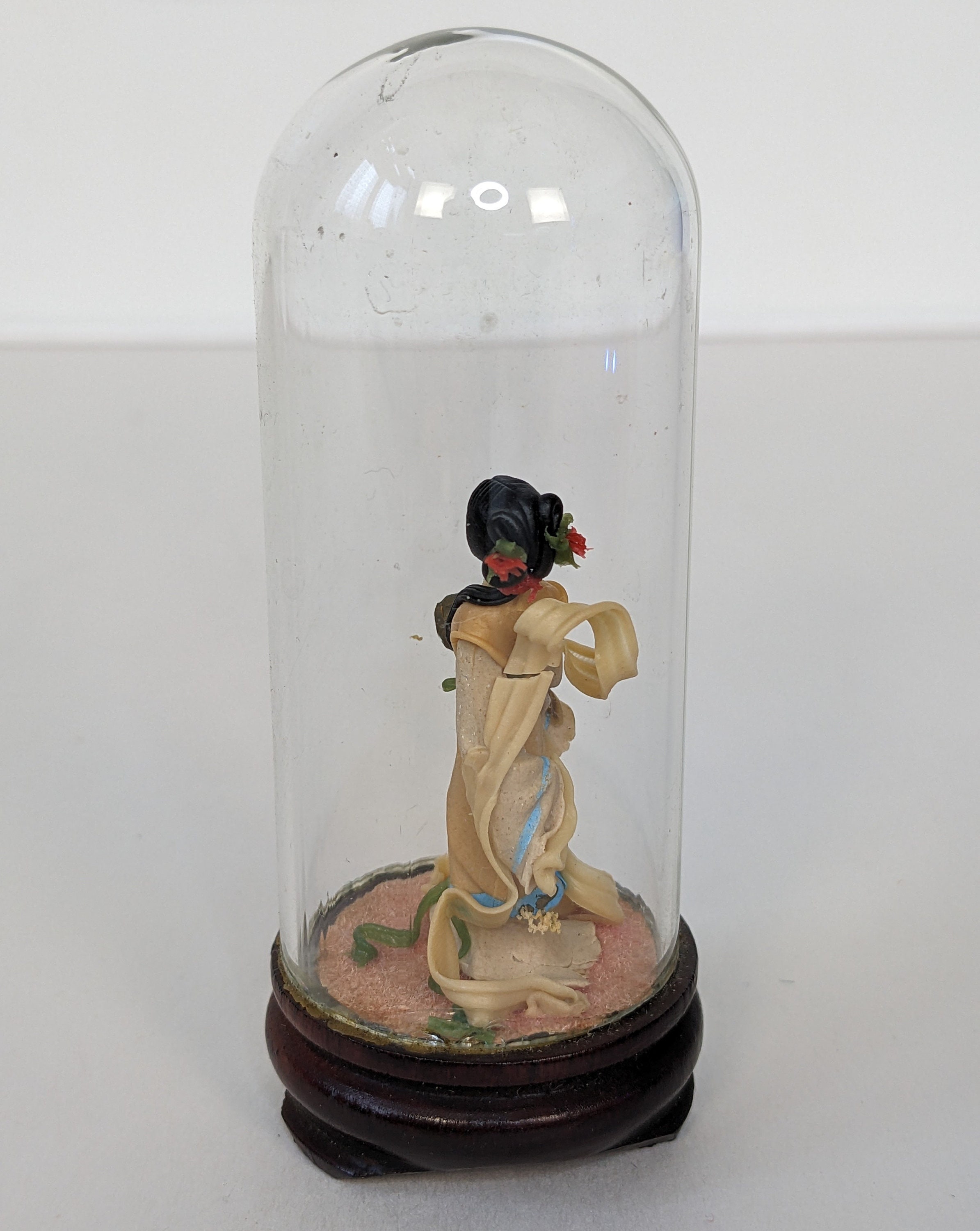 Vintage Chinese Beauty Hand Made Miniature Lady Figurine Under Glass ...