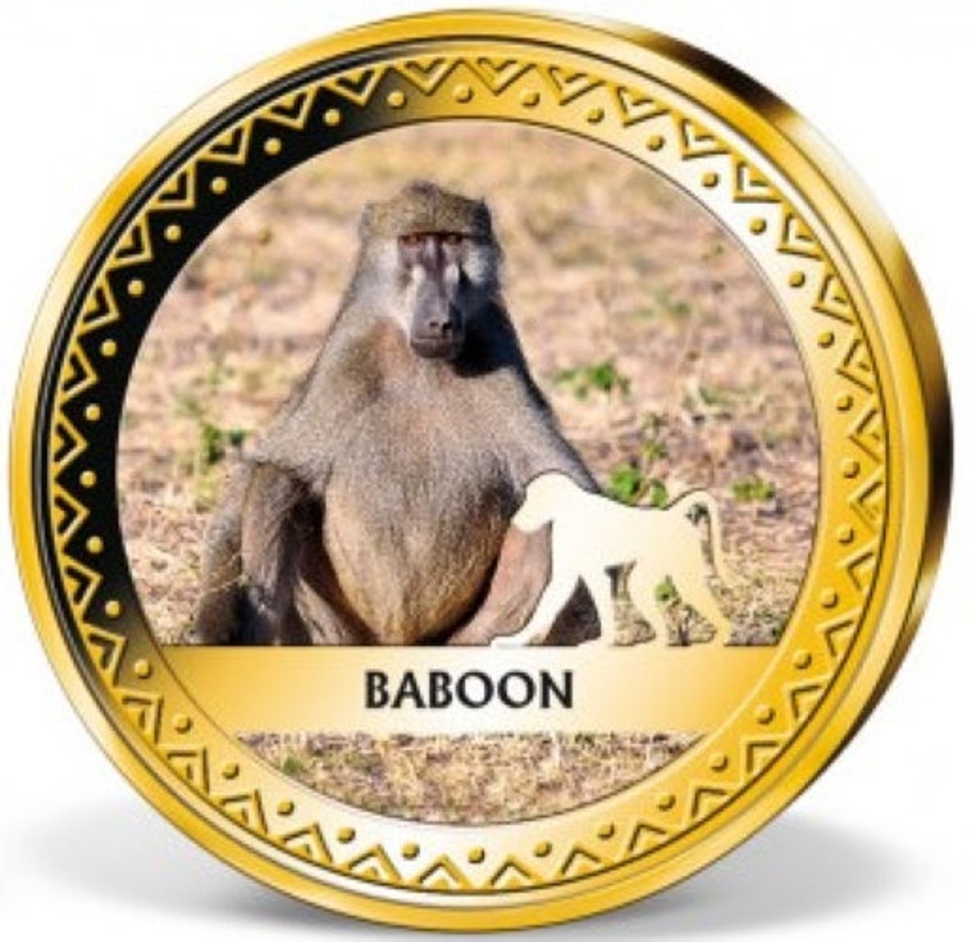 Rare Gold Layered Coin in Capsule Windsor Mint African Wildlife Baboon ...