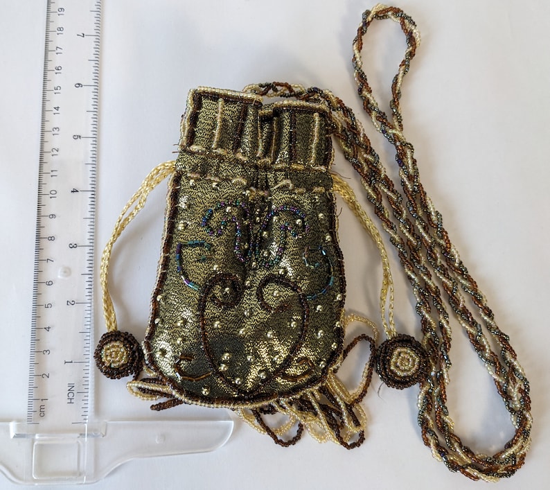 Small Beaded Potli Bag Drawstring Bag Satin Lined Pouch Bag Coin Purse ...