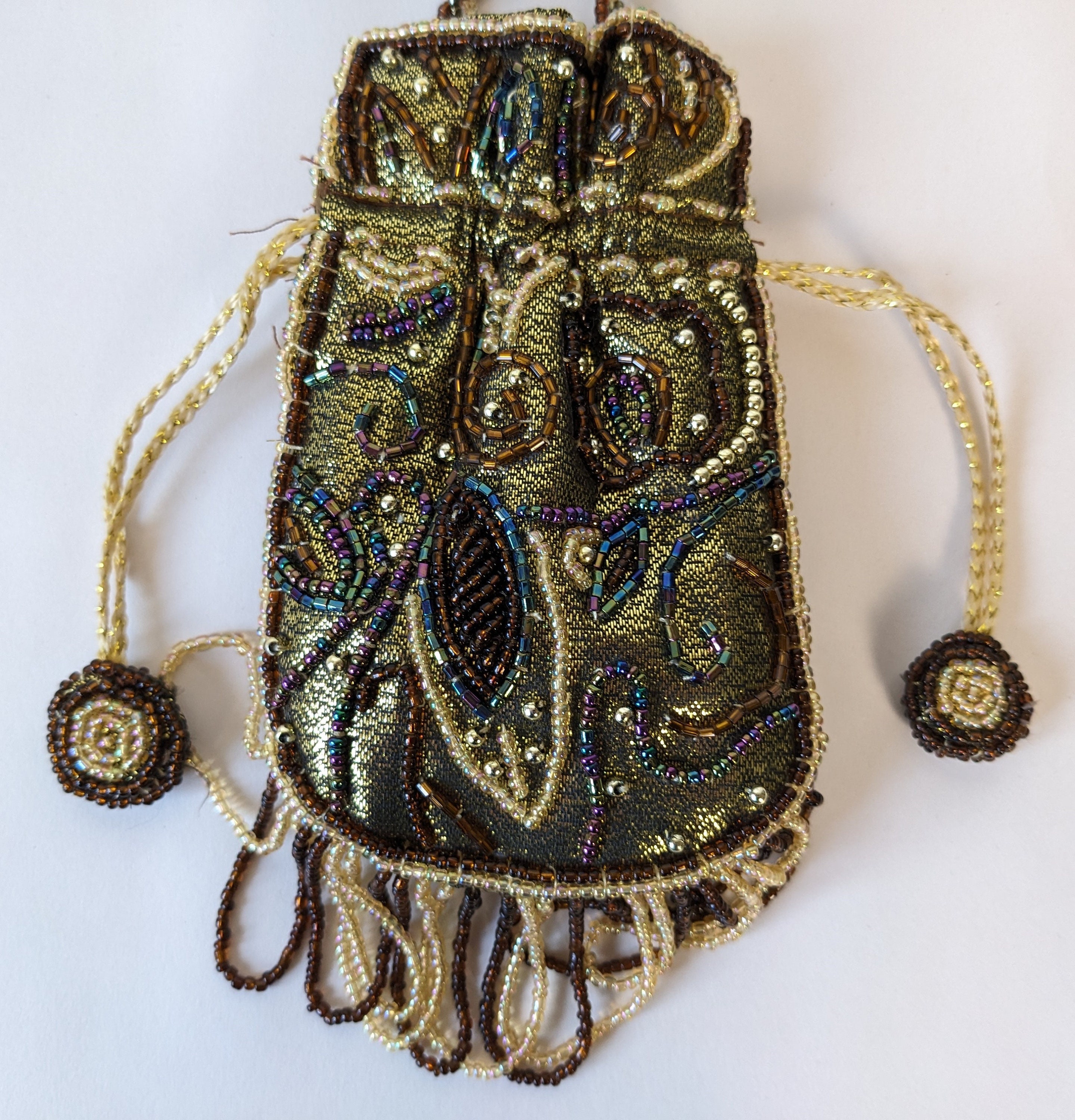Small Beaded Potli Bag Drawstring Bag Satin Lined Pouch Bag Coin Purse ...