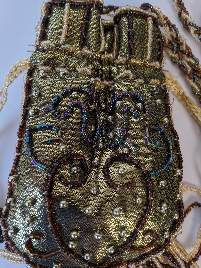 Small Beaded Potli Bag Drawstring Bag Satin Lined Pouch Bag Coin Purse ...