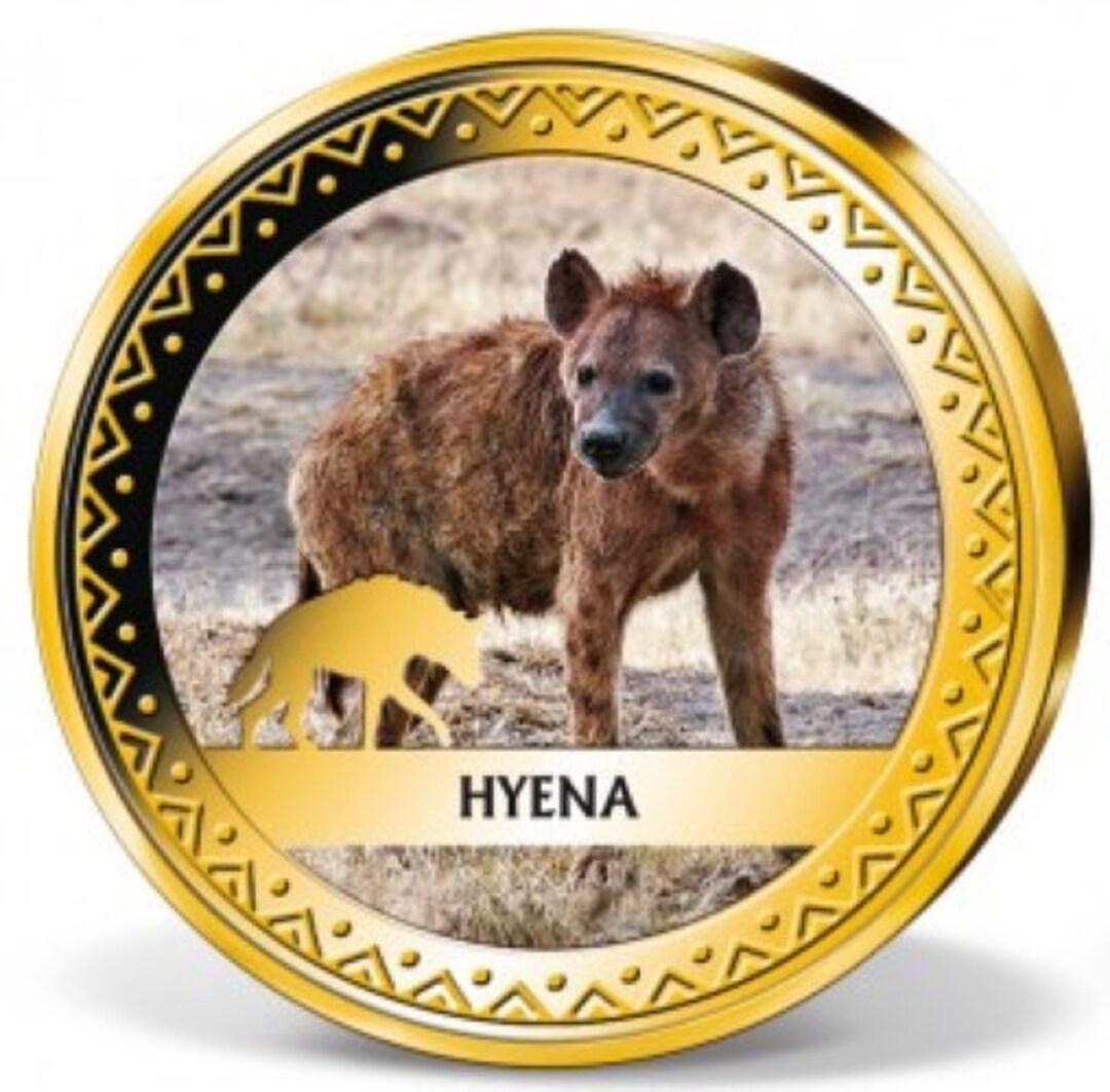 Rare Gold Layered Coin in Capsule Windsor Mint African Wildlife Hyena ...