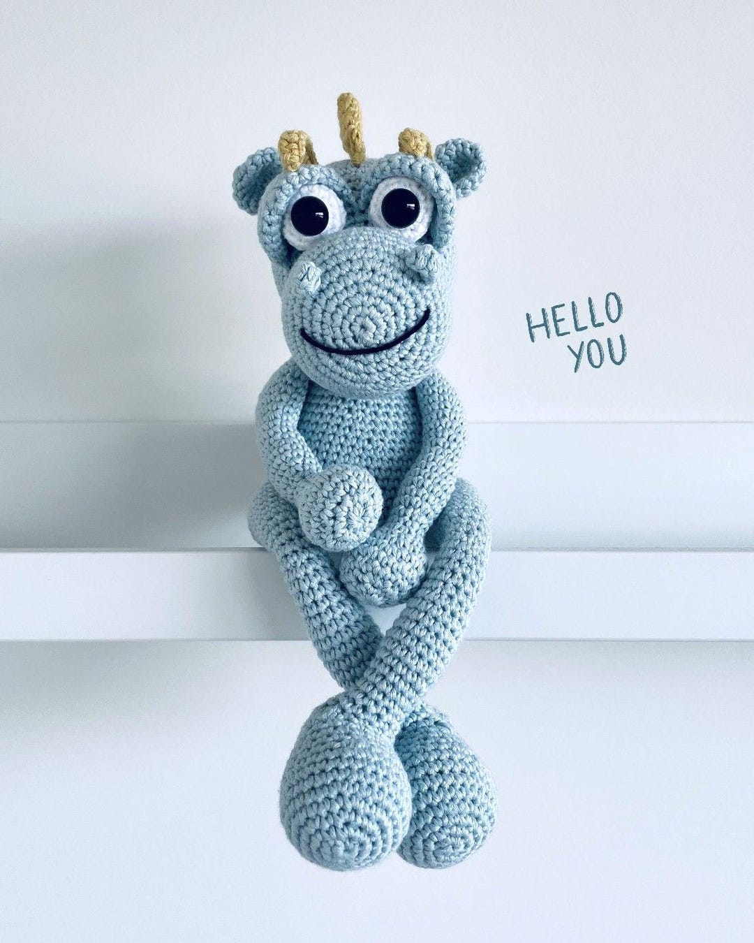 Amigurumi Dinosaur Pattern Bruno, Handmade Crochet Toy, Sweet Animal ...
