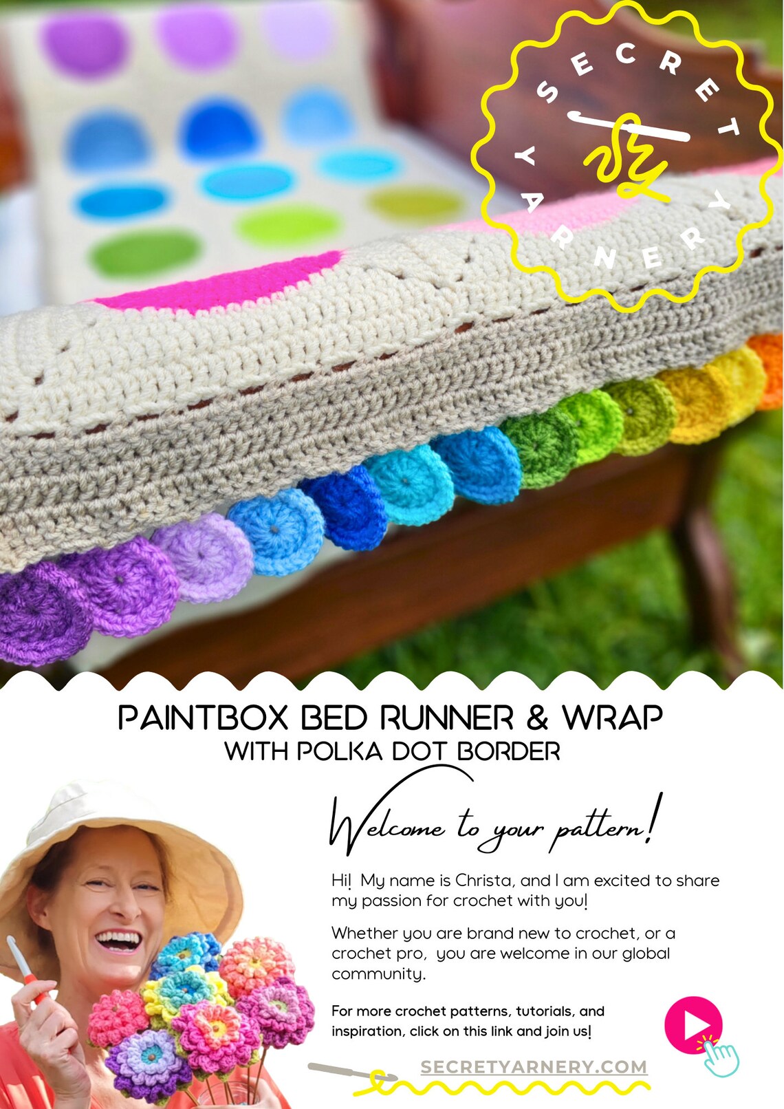 Polka Dot Crochet Bed Runner Pattern: Colorful Home Decor (PDF Pattern ...