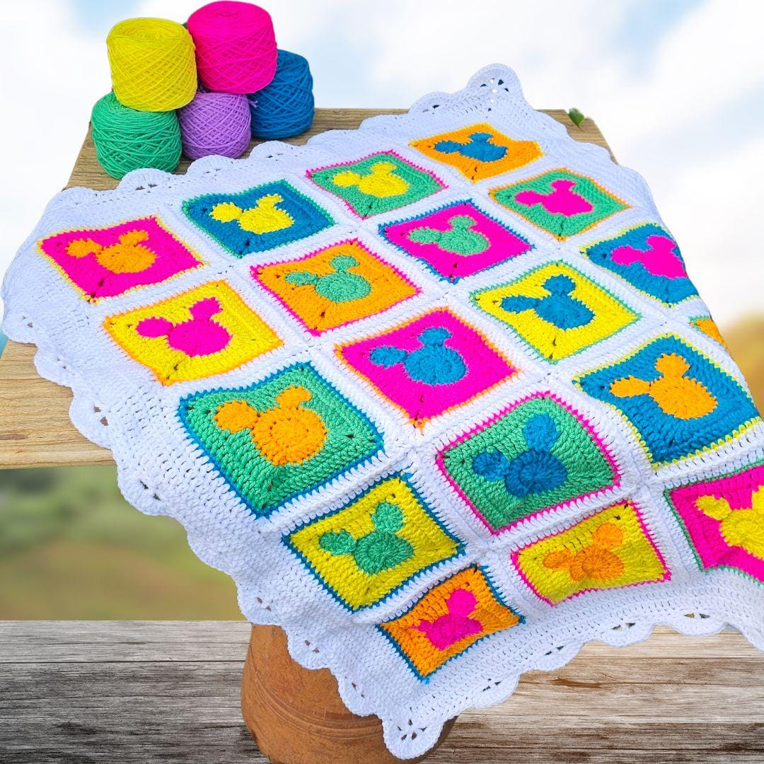 Warhol Mickey Mouse Crochet Blanket Pattern, Beginner Disney Afghan ...
