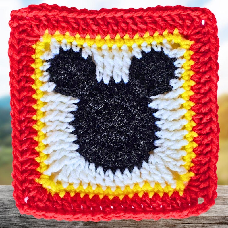 Easy Mickey Mouse Granny Square Crochet Pattern PDF, Beginner-friendly ...
