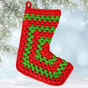 Festive Granny Square Christmas Stocking Pattern, DIY Holiday Decor ...